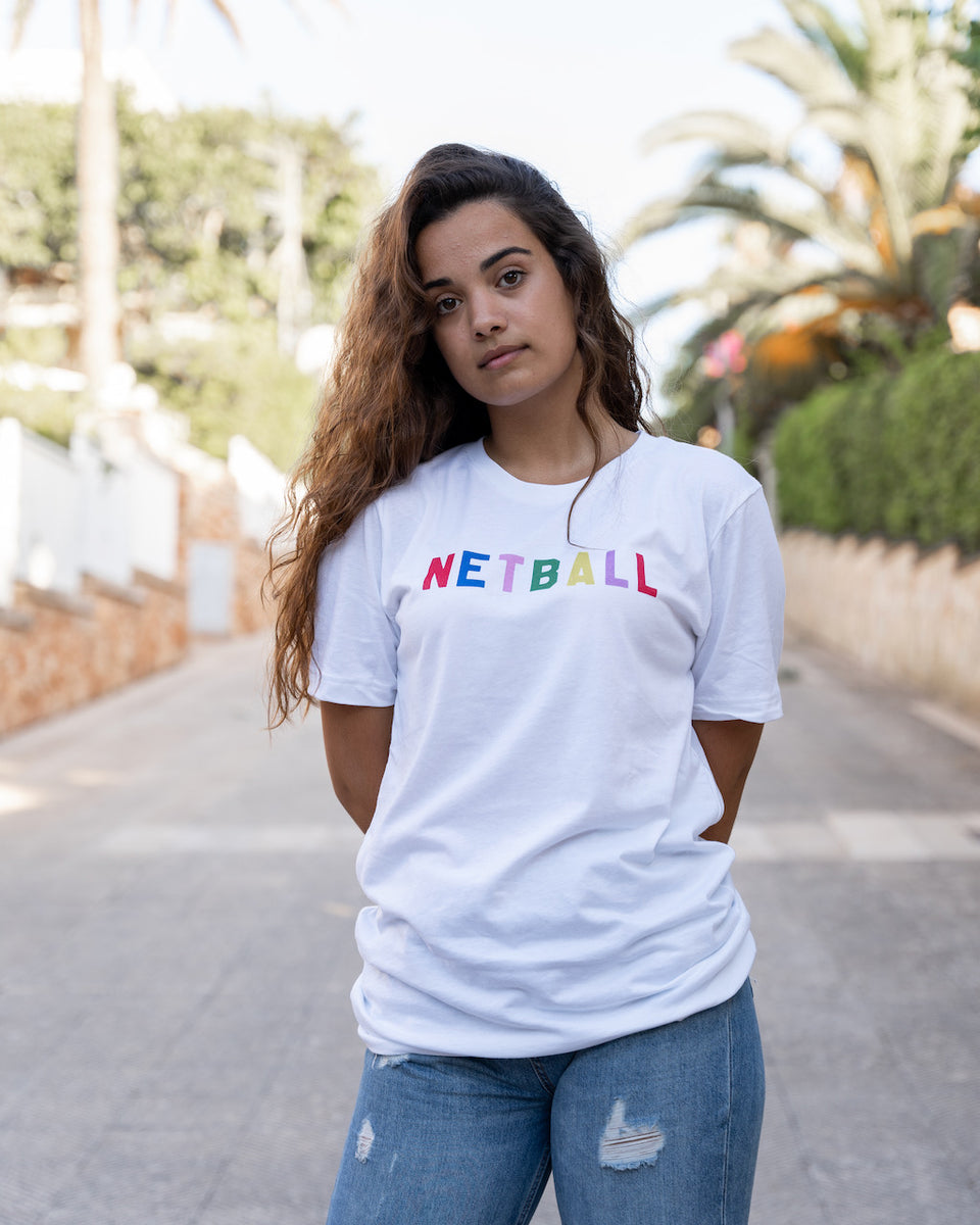 Netball Colors Tee (White) – Netball Republic TM