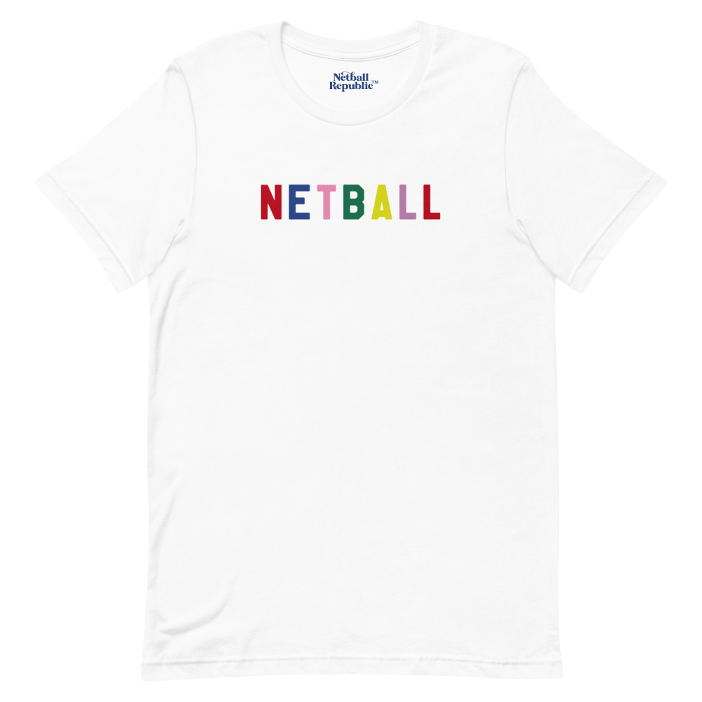 Netball Colors Tee (White) – Netball Republic TM
